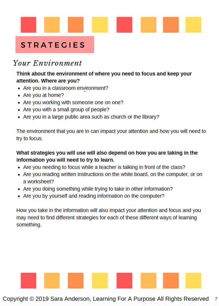 Attention and Focus Toolkit for Older Kids - Learning For A Purpose